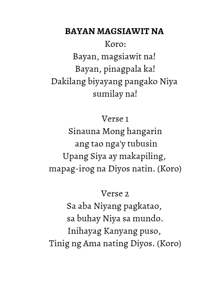 Bayan Magsiawit Na Bayan Ang Aking Buhay | PDF