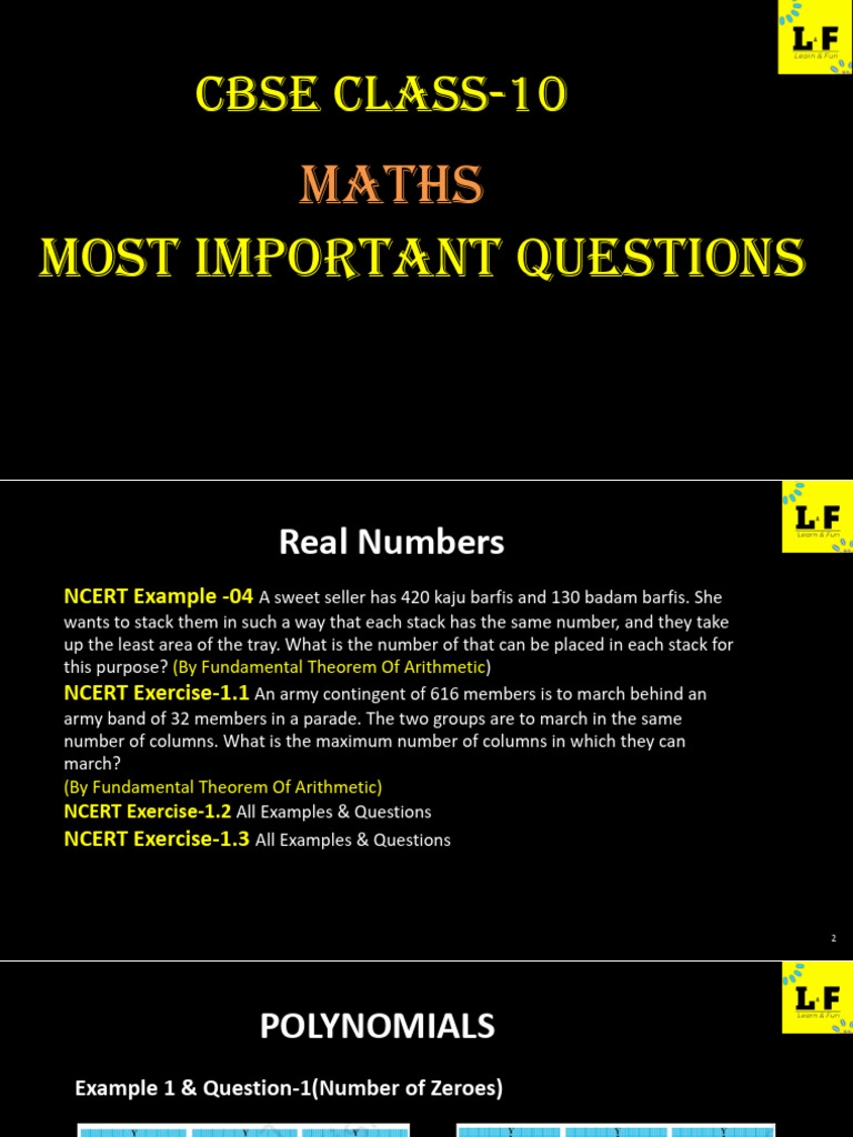 Most Important Question Maths Class 10 Cbse by Akshay Sir | PDF | Line ...