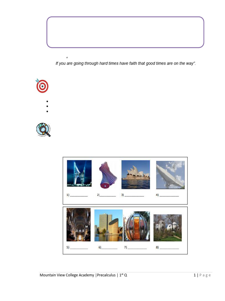 Lesson 1 Introduction To Conic Sections And Circles Pdf Ellipse Circle