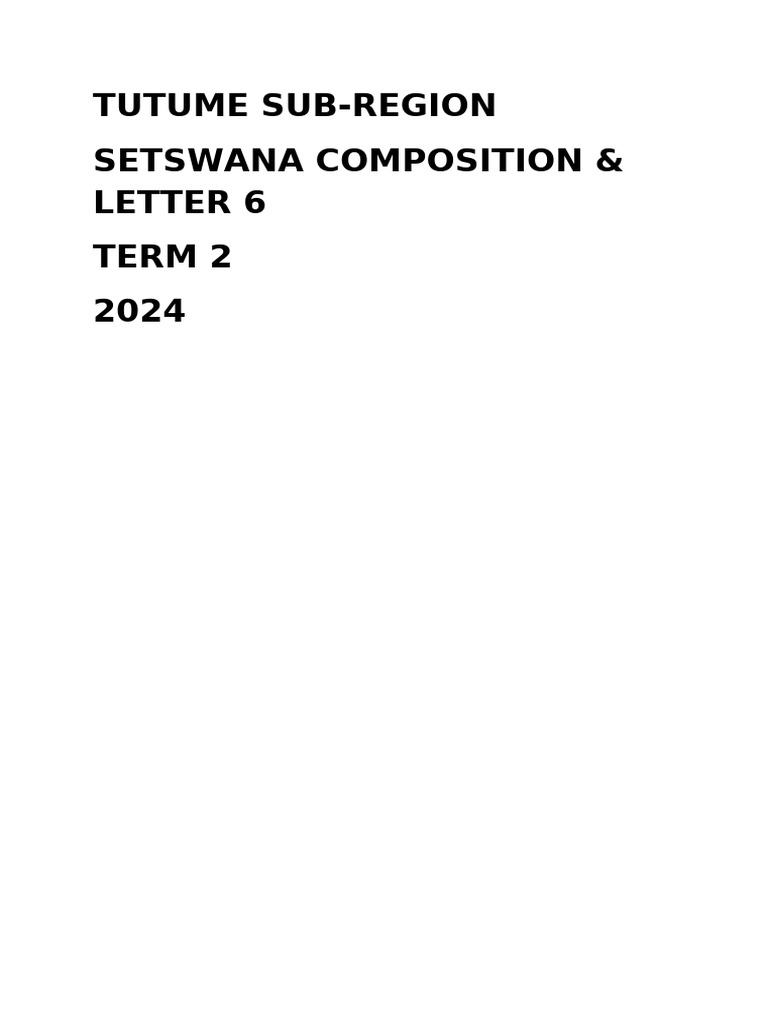 Setswana Composition Guidelines for Std 6 | PDF
