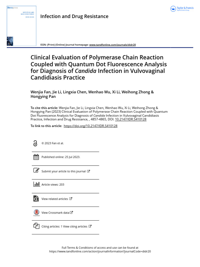Clinical Evaluation of Polymerase Chain Reaction Coupled with Quantum Dot Fluorescence Analysis ...