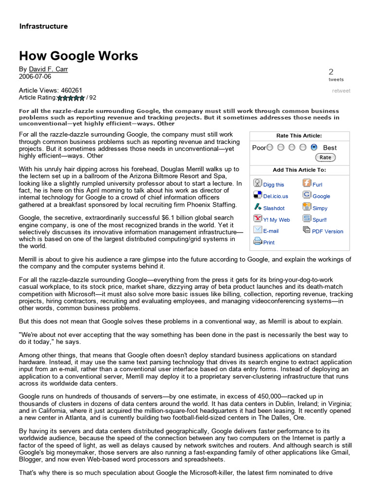 How Google's Infrastructure Powers Innovation | PDF | Map Reduce ...