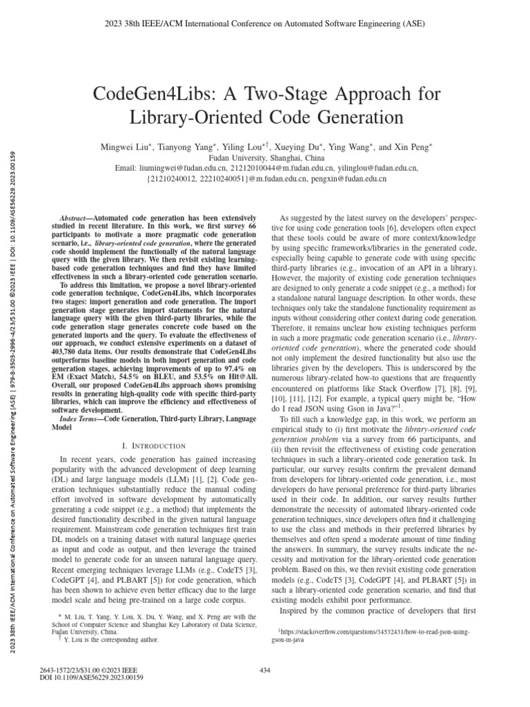 CodeGen4Libs A Two-Stage Approach For Library-Oriented Code Generation | PDF | Software ...