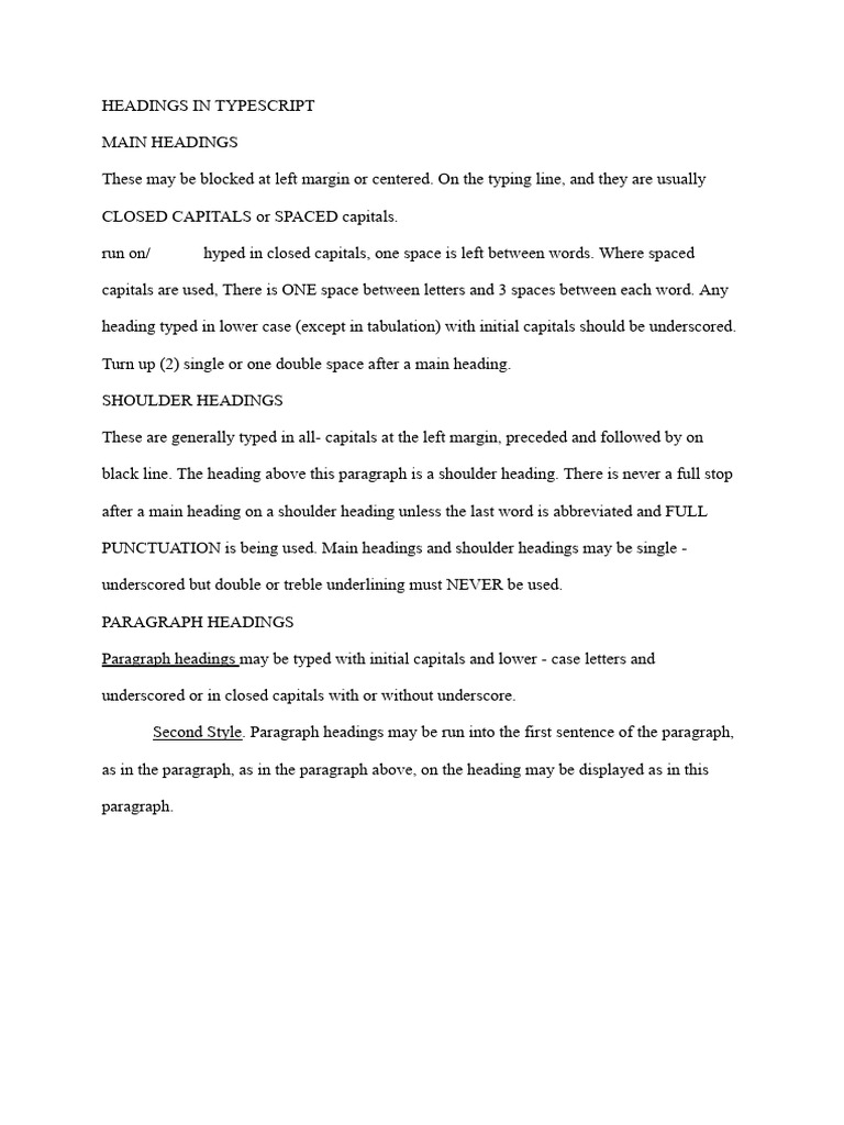 Headings in Typescript | PDF