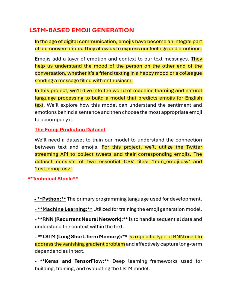 Emoji Prediction Using LSTM Model | PDF | Applied Mathematics ...