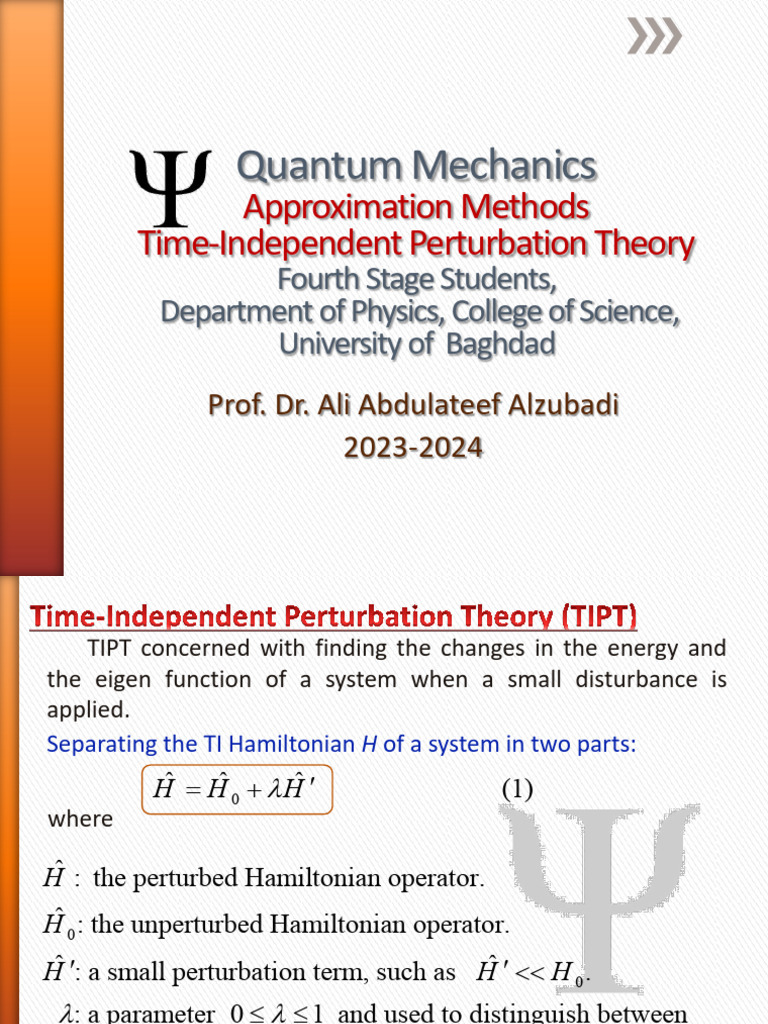كمي ٢ | PDF | Perturbation Theory (Quantum Mechanics) | Physical Chemistry