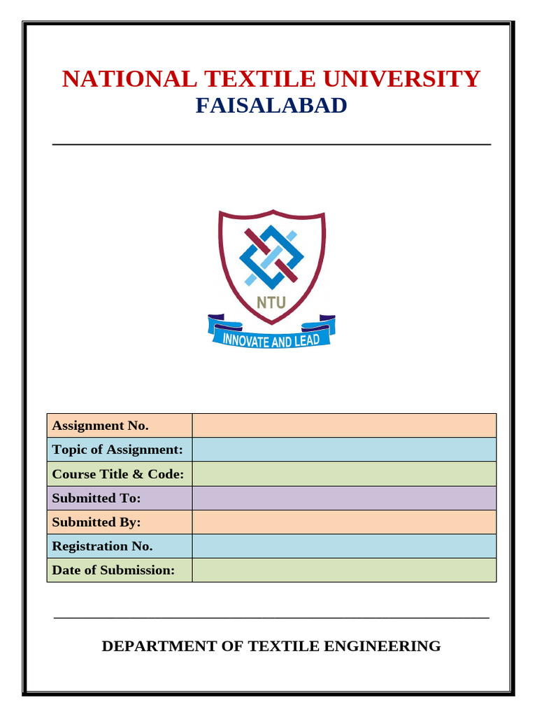 Assignment Title Page (Sample) | PDF