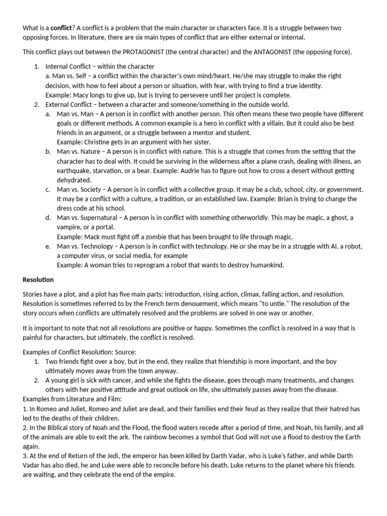 Understanding Types of Conflict in Literature | PDF