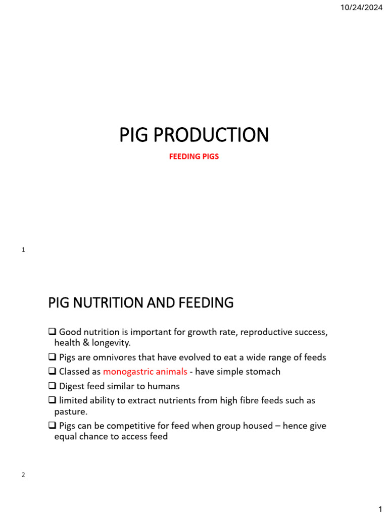 Pig Production - Feeding of Pigs | PDF | Food Energy | Pig