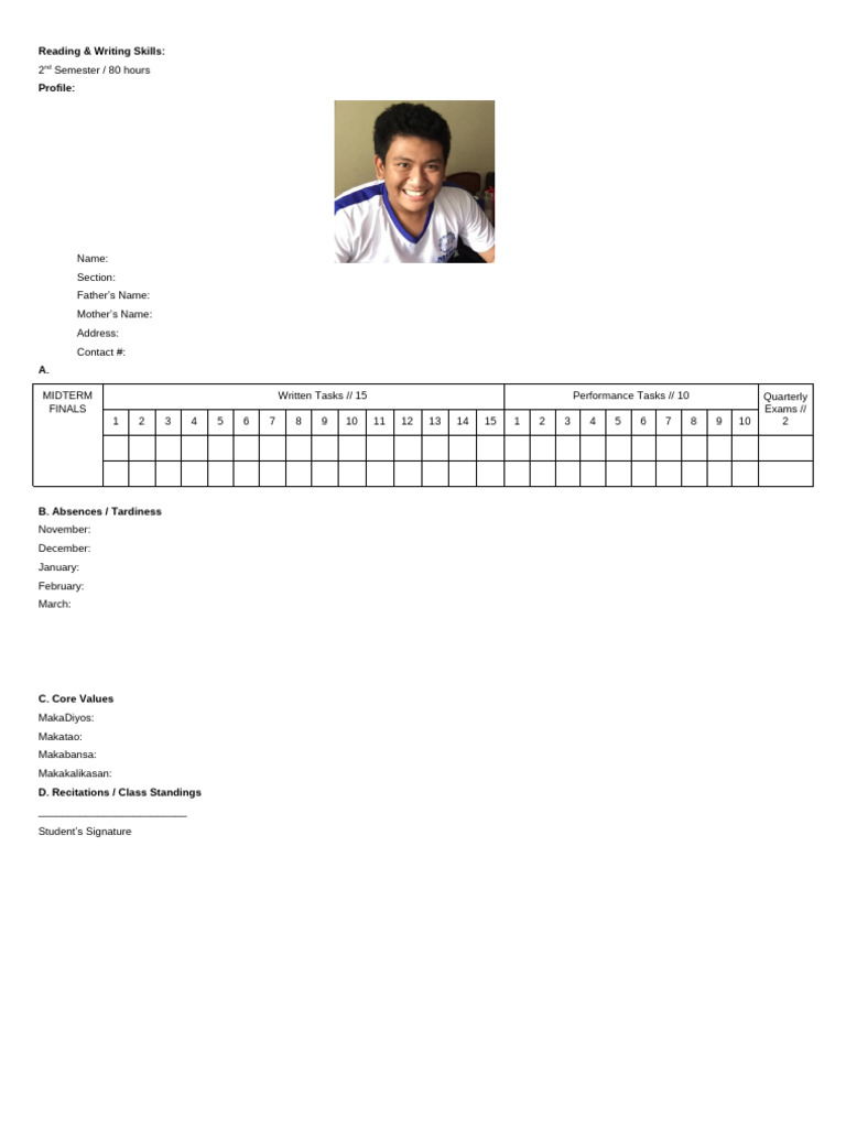 Reading and Writing Profile | PDF