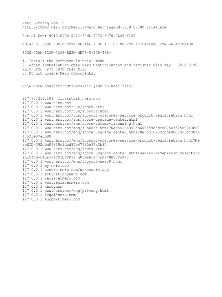 239449782-Nero-Burning-ROM-Serial-Key | PDF