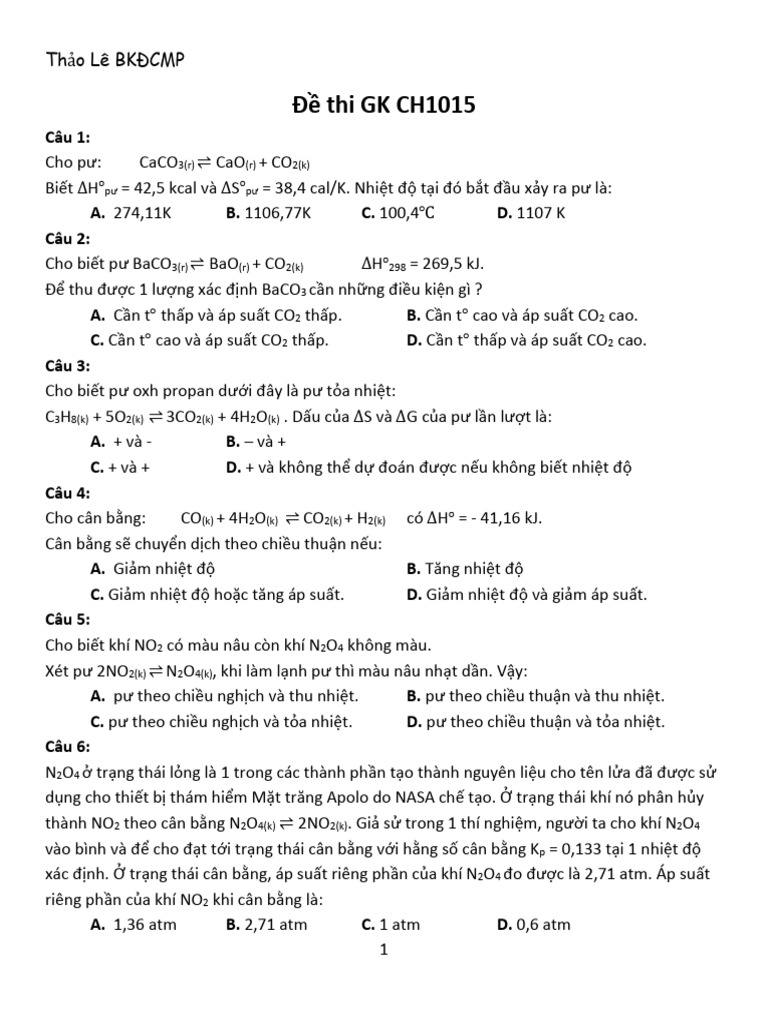 Tổng Hợp Đề Thi Gk (1) | PDF