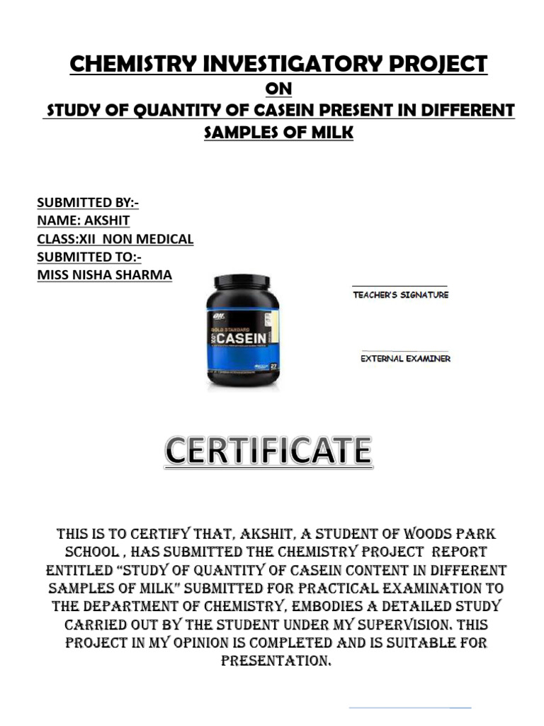 Chemistry Project (Akshit) | PDF | Milk | Chemistry