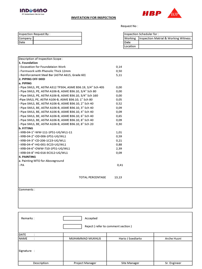 INVITATION FOR INSPECTION TERMIN 1 | PDF | Building Engineering ...