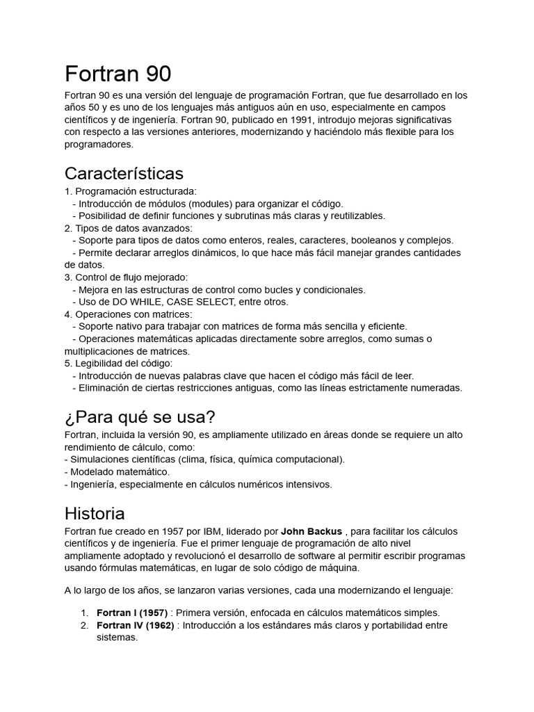Fortran 90 | PDF | Compilador | Lenguaje de programación