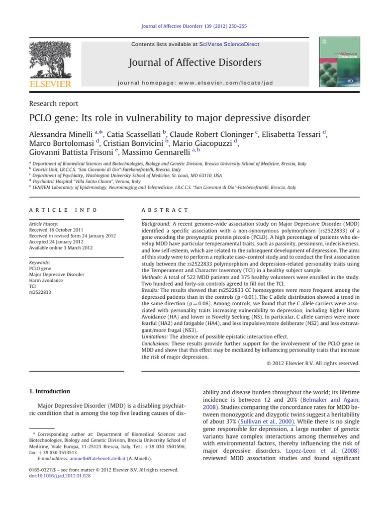 PCLO_gene_Its_role_in_vulnerability_to_m | PDF | Mental Disorder ...