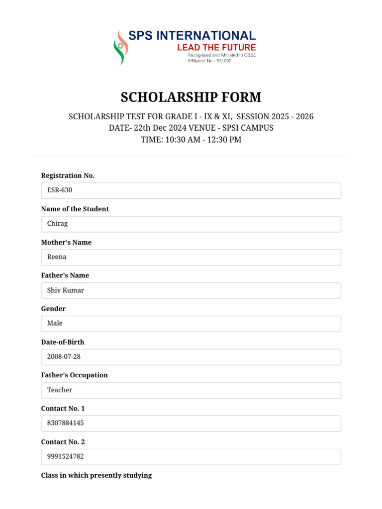 Scholarship Form | PDF