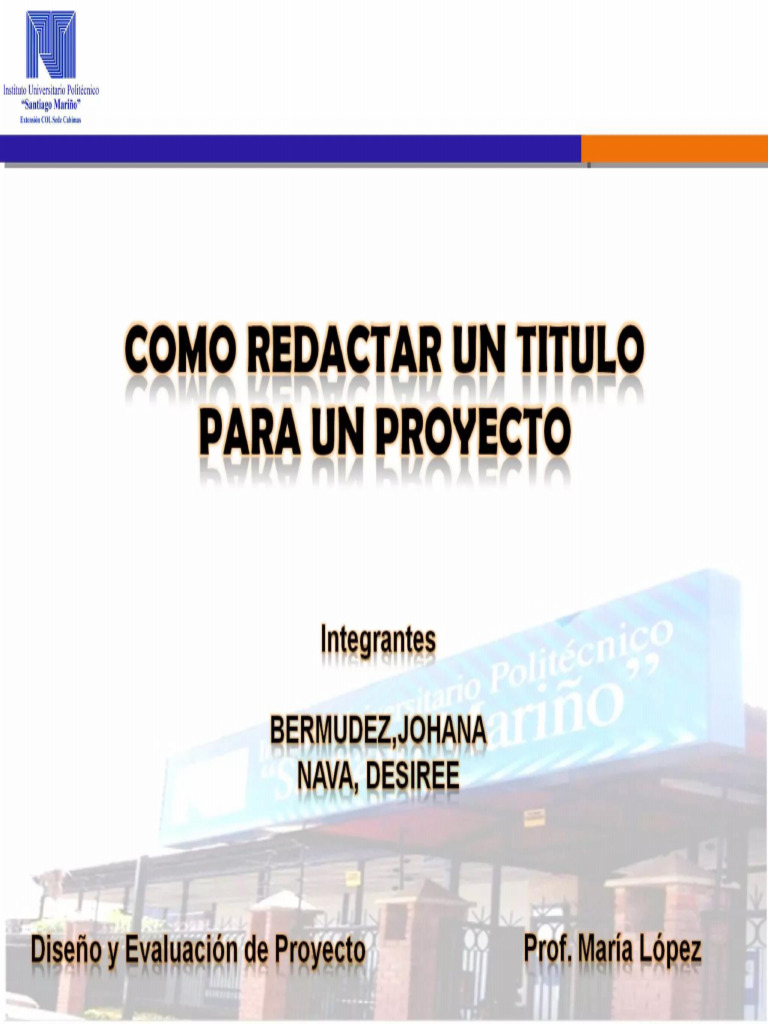 Como redactar titulo proyecto | PDF