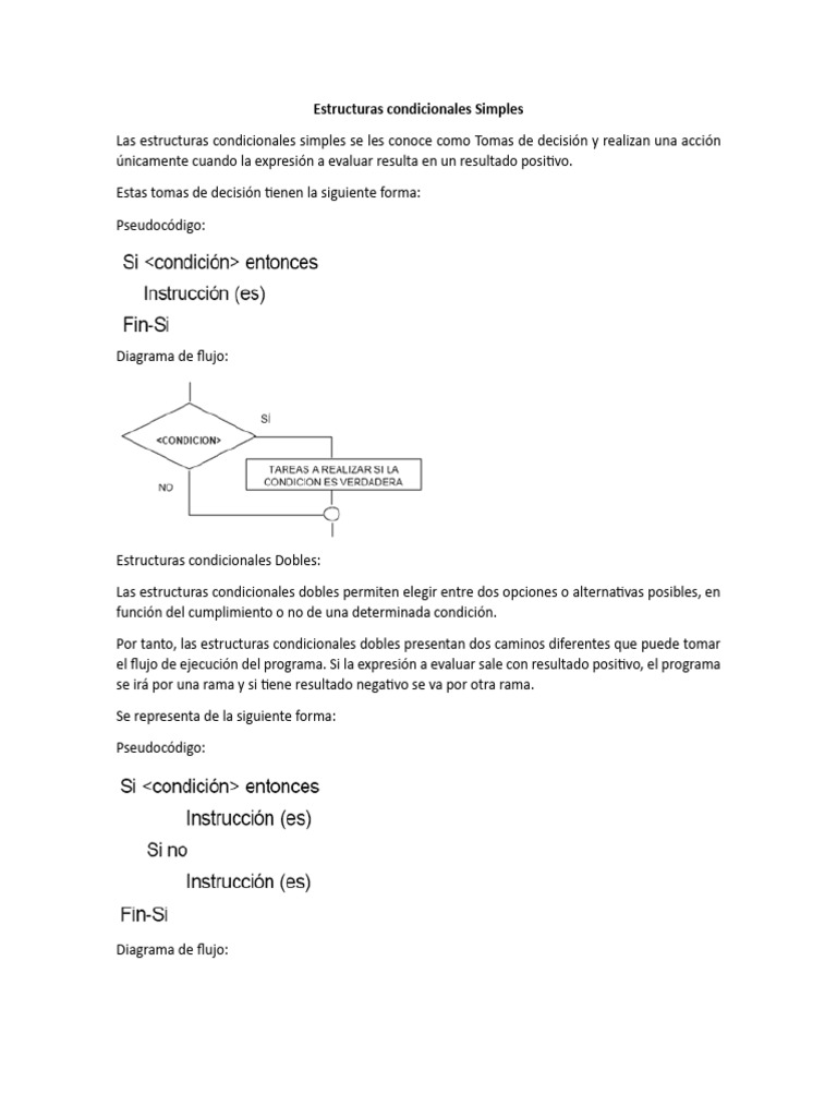 Estructuras condicionales | PDF | Algoritmos | Algoritmos y Estructuras ...