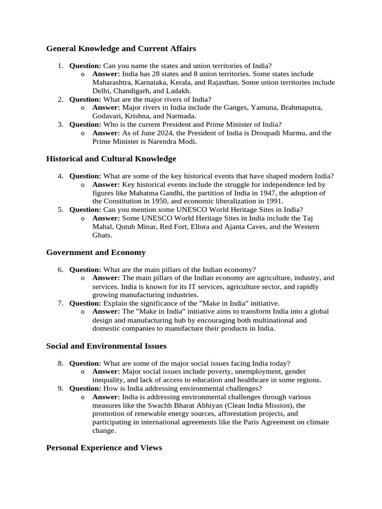 Know Your India Program Questions Urrent Affairs | PDF | Delhi ...