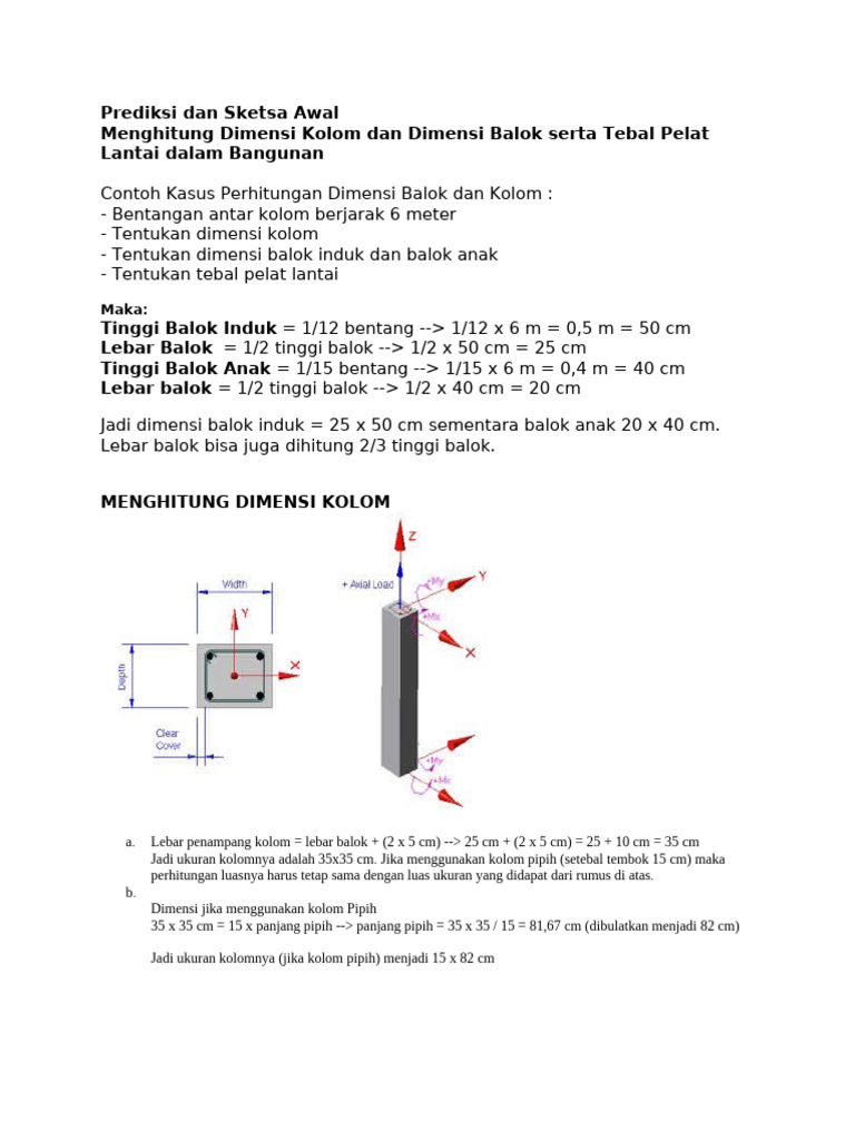 Prediksi dan Sketsa Awal Dimensi Kolom dan Dimensi Balok serta Tebal ...