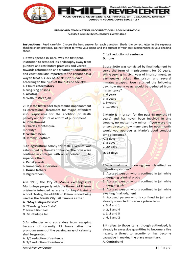 Feb2024 Pbe CA Answer Key | PDF | Probation | Parole