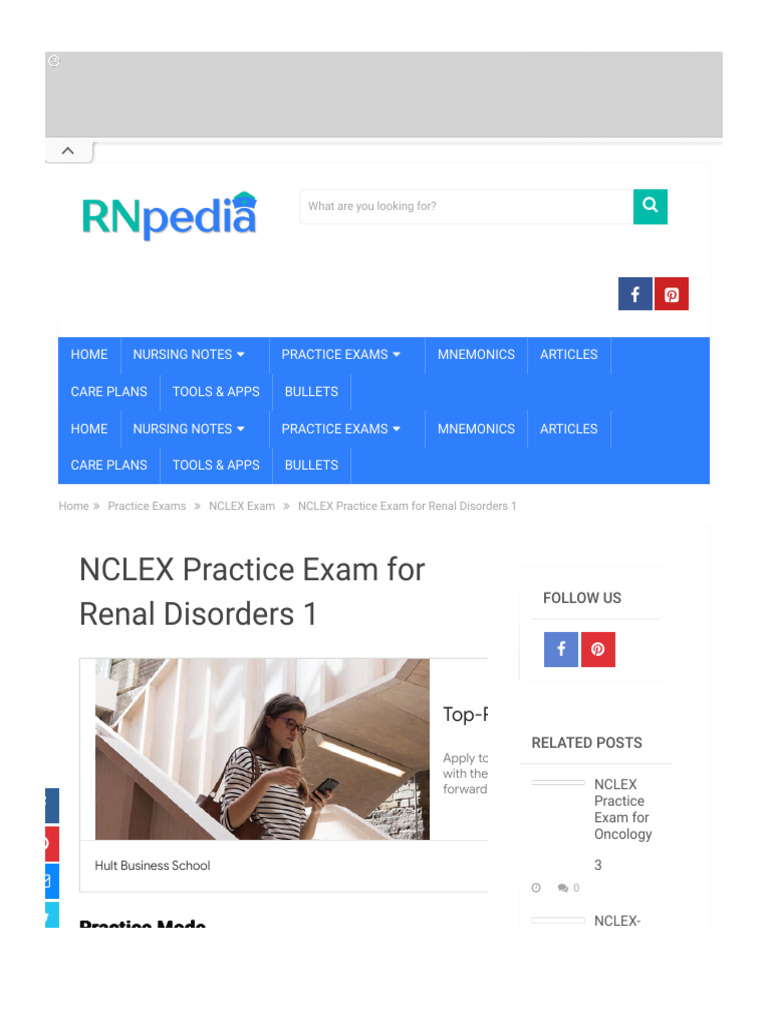 NCLEX Renal Disorders Practice Exam | PDF | National Council Licensure ...