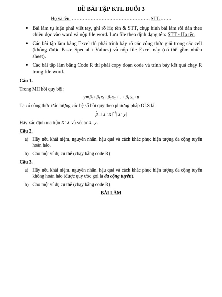 Ä á» BÃ I Táº¬P KTL BUá» I 3 - UPDATE | PDF