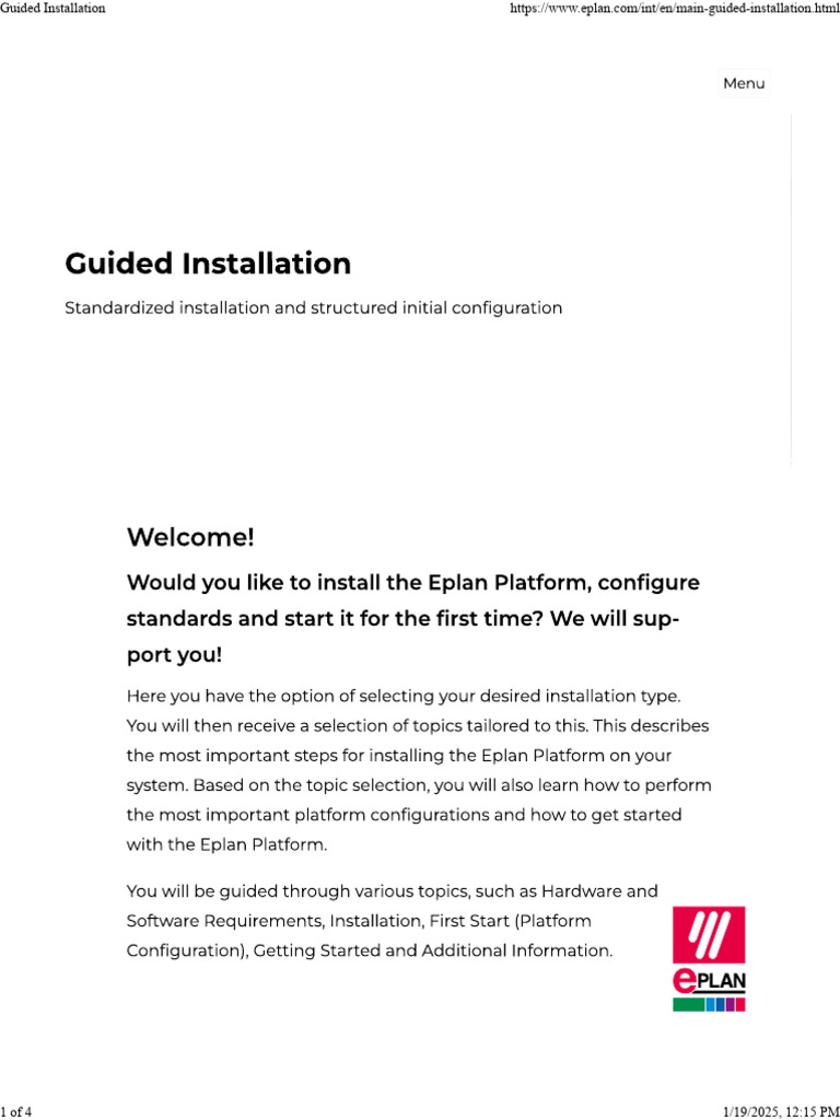 EPLAN Guided Installation 2025 Guide | PDF