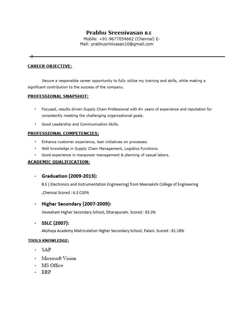 Prabhu Resume | PDF | Business | Economies