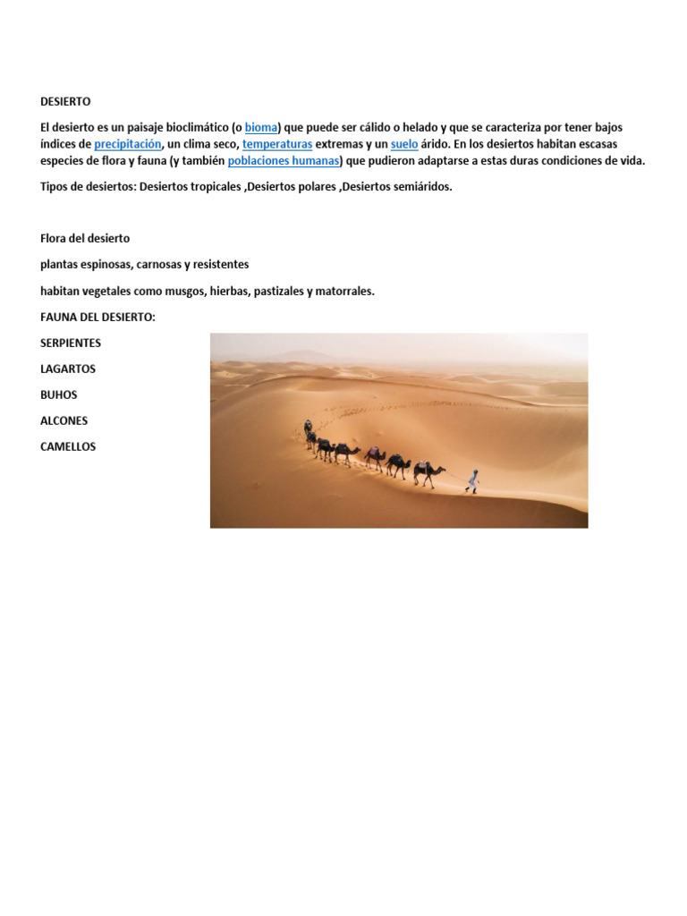 Tipos y características del desierto | PDF