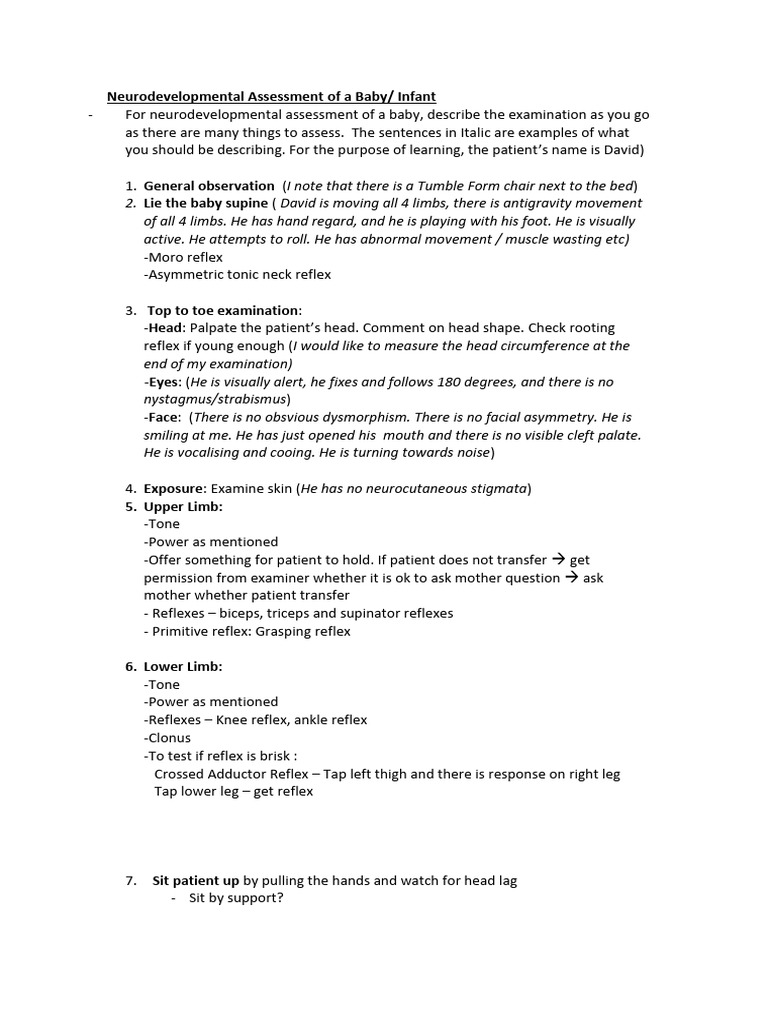 Neurodevelopmental Assessment of A Baby | PDF | Diseases And Disorders ...