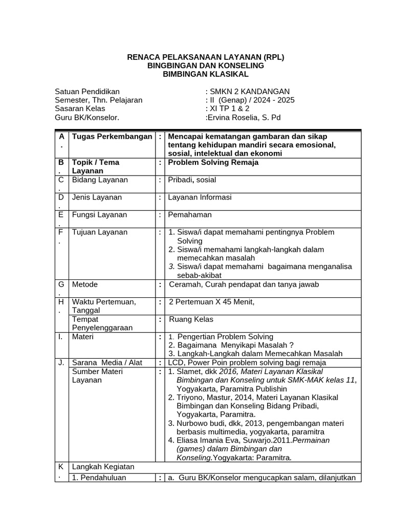 9. RPL BK PROBLEM SOLVING REMAJA | PDF