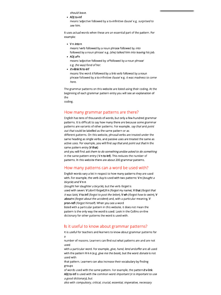 Grammar Patterns | PDF