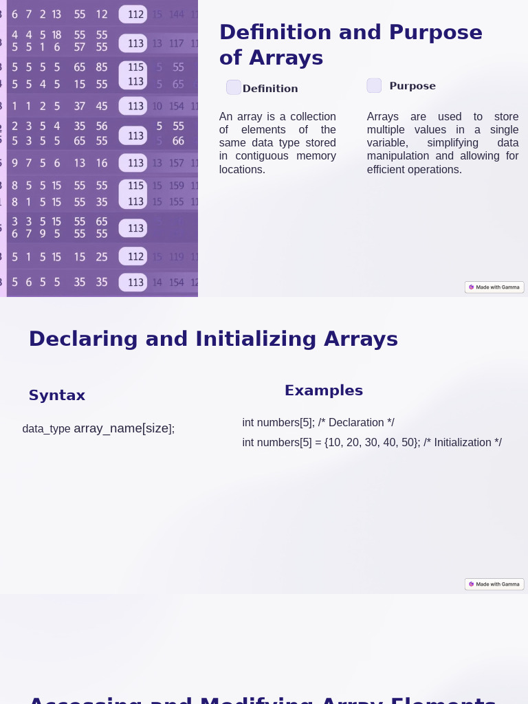 Definition and Purpose of Arrays | PDF