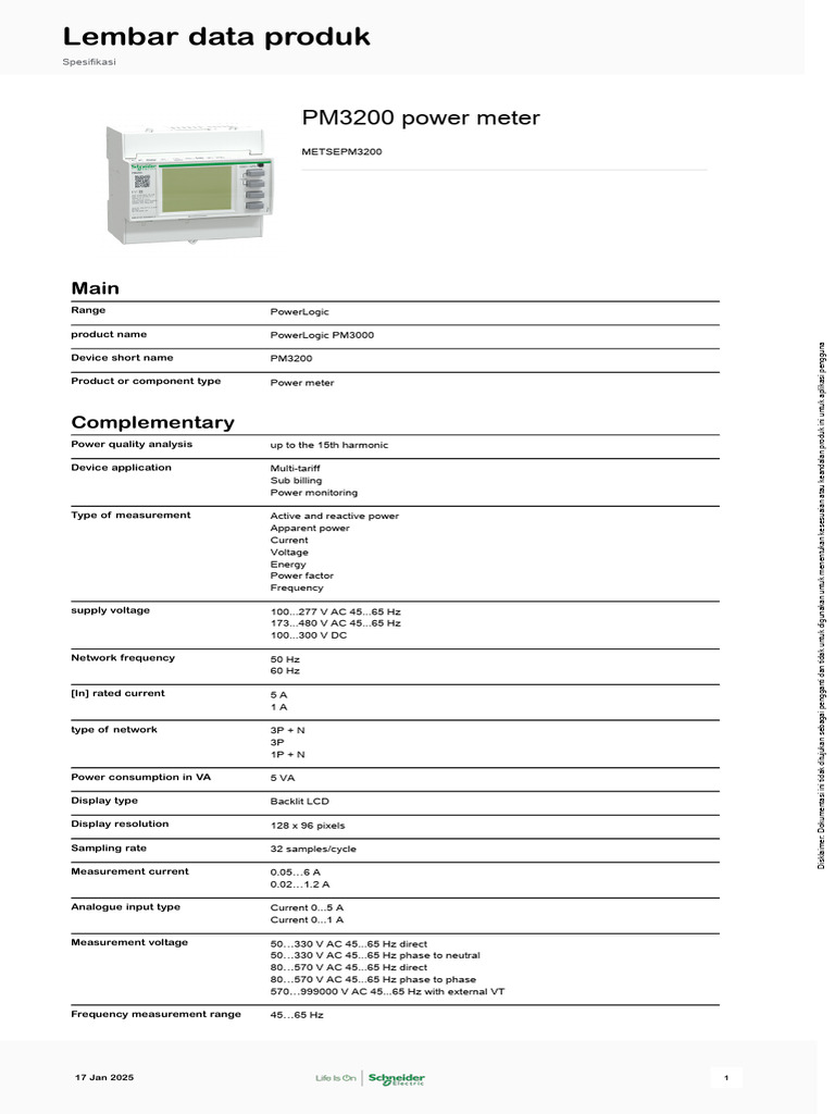 Schneider Electric_PowerLogic-PM3000-series_METSEPM3200 | PDF | Alternating Current ...