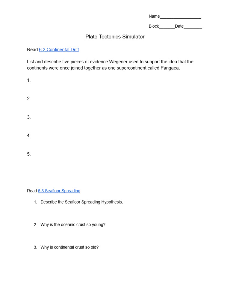 Plate Tectonics Simulator Redmond | PDF | Plate Tectonics | Physical ...