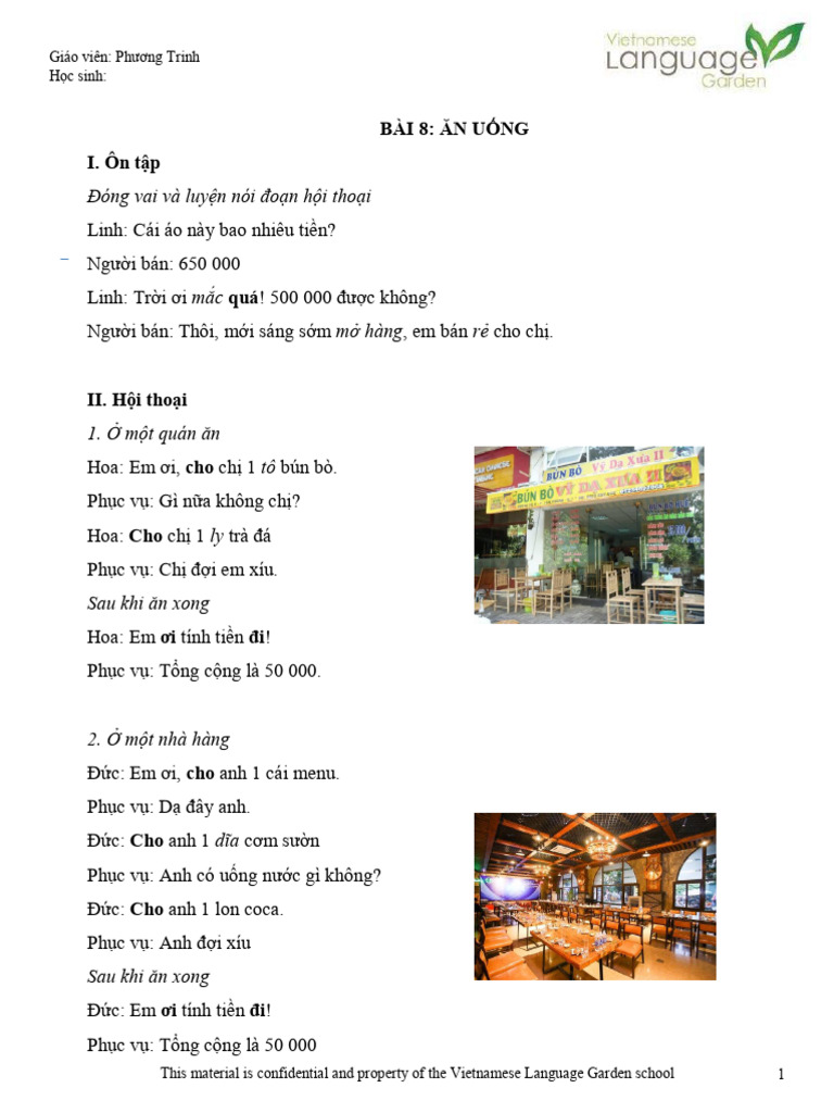 John Cumming - Handout8 - Ăn Uống - PhuongTrinh | PDF