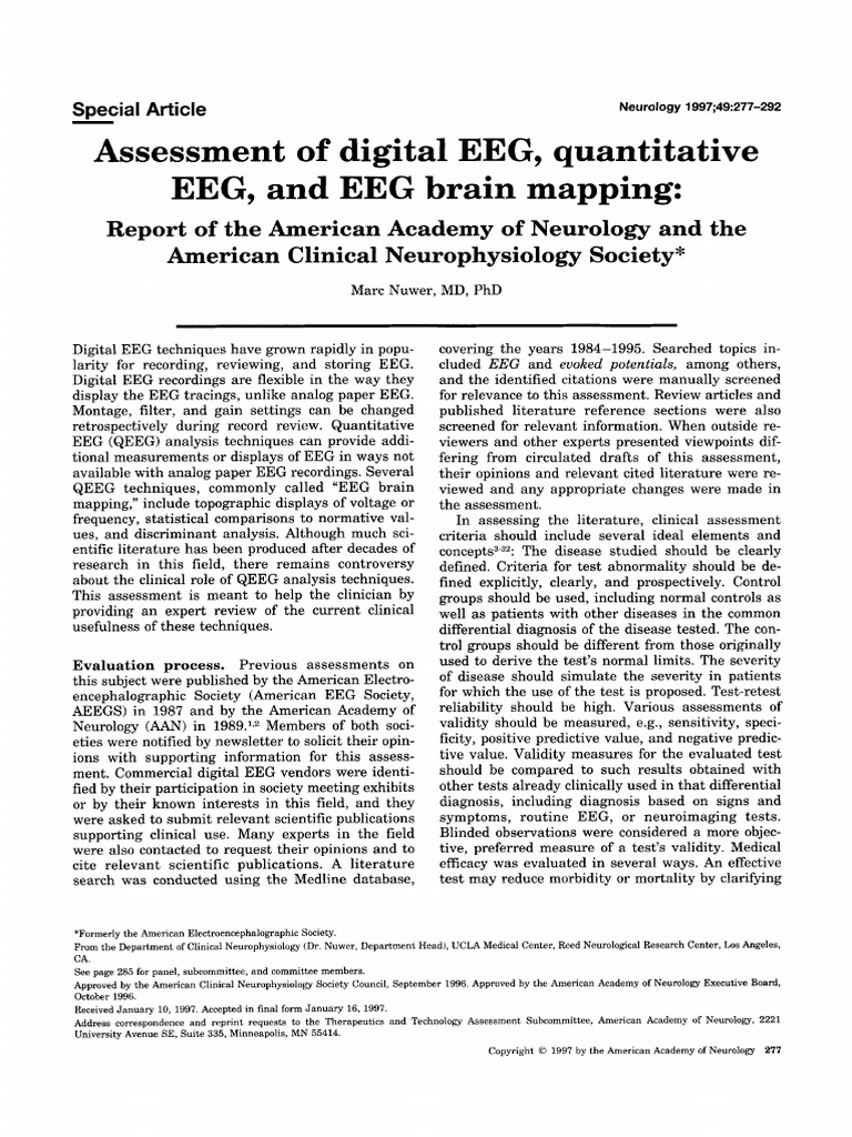 Nuwer 1997 | PDF | Electroencephalography | Epilepsy