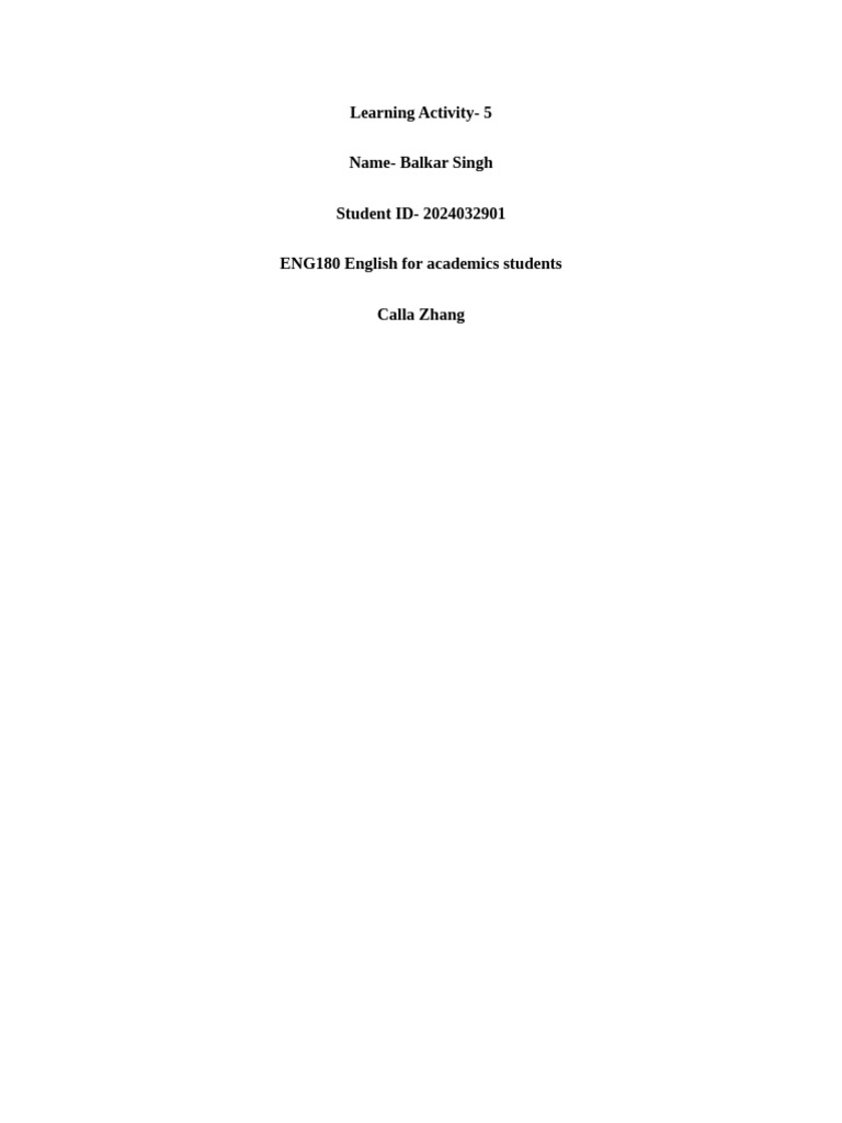 Learning Activity | PDF