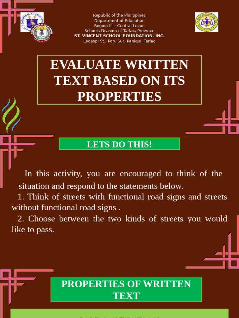 Evaluating Written Text Properties | PDF | Idiom | Linguistics