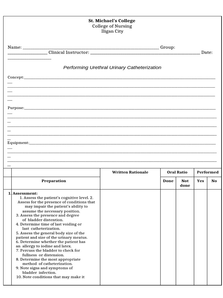 Urinary Catheterization Checklist | PDF | Catheter | Urology