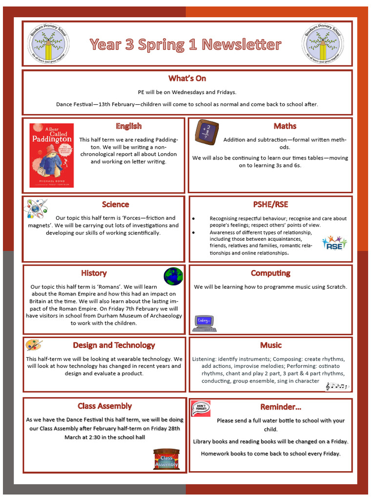 Year 3 Class Newsletter | PDF | Performing Arts