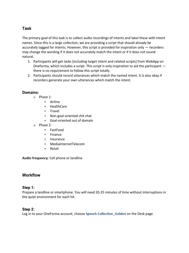 Golden - Voice Data Collection Guideline - V3 | PDF | Interactive Voice ...