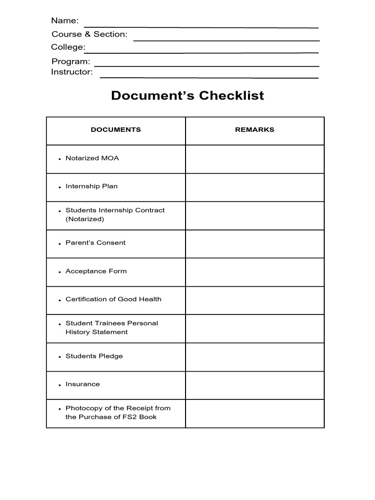 Documents Checklist (1) | PDF