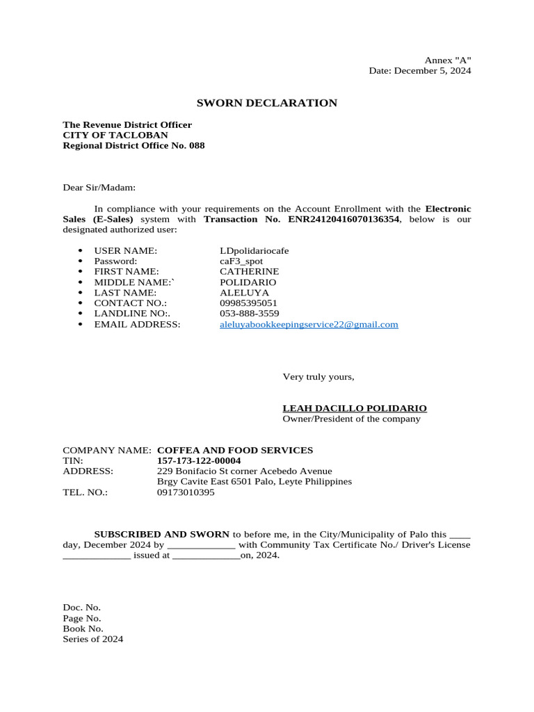 SWORN DECLARATION | PDF