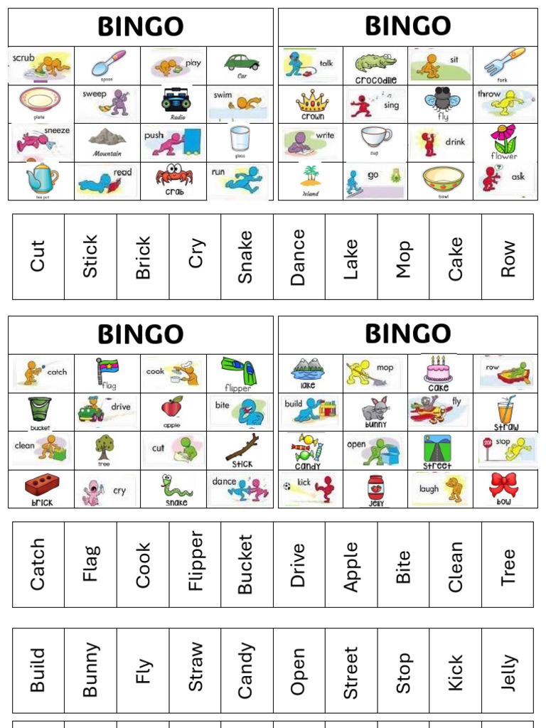Bingo Nouns and Verbs | PDF