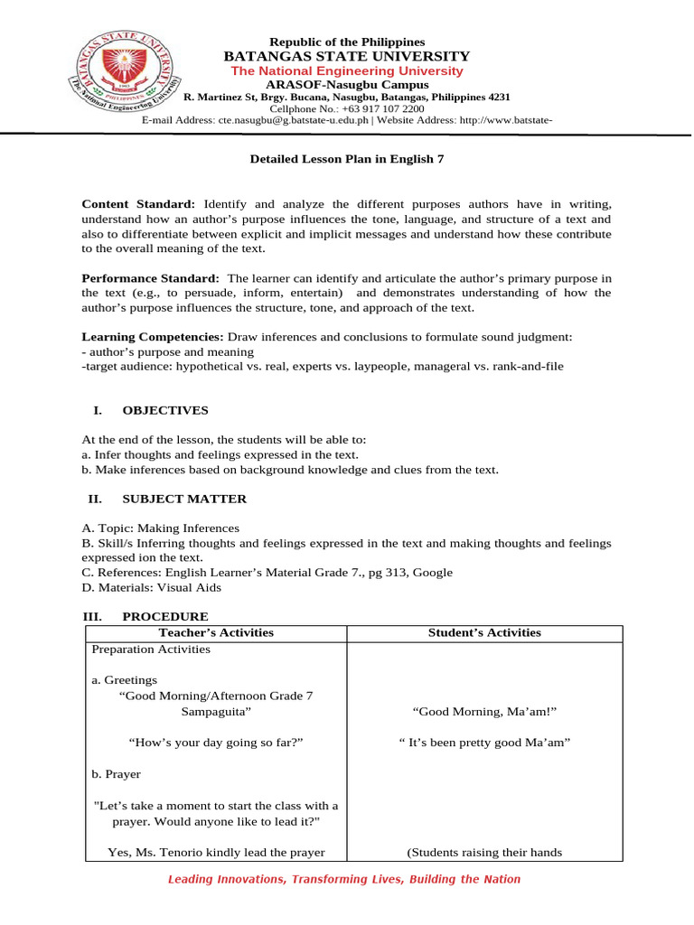 LESSON-PLAN-GRAMMAR-2-1 | PDF | Sun | Lesson Plan