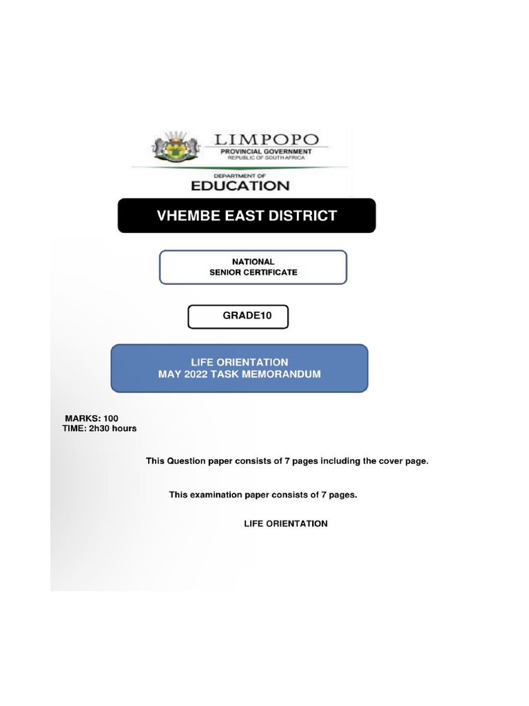 LO Task Memo Grade 10 May | PDF