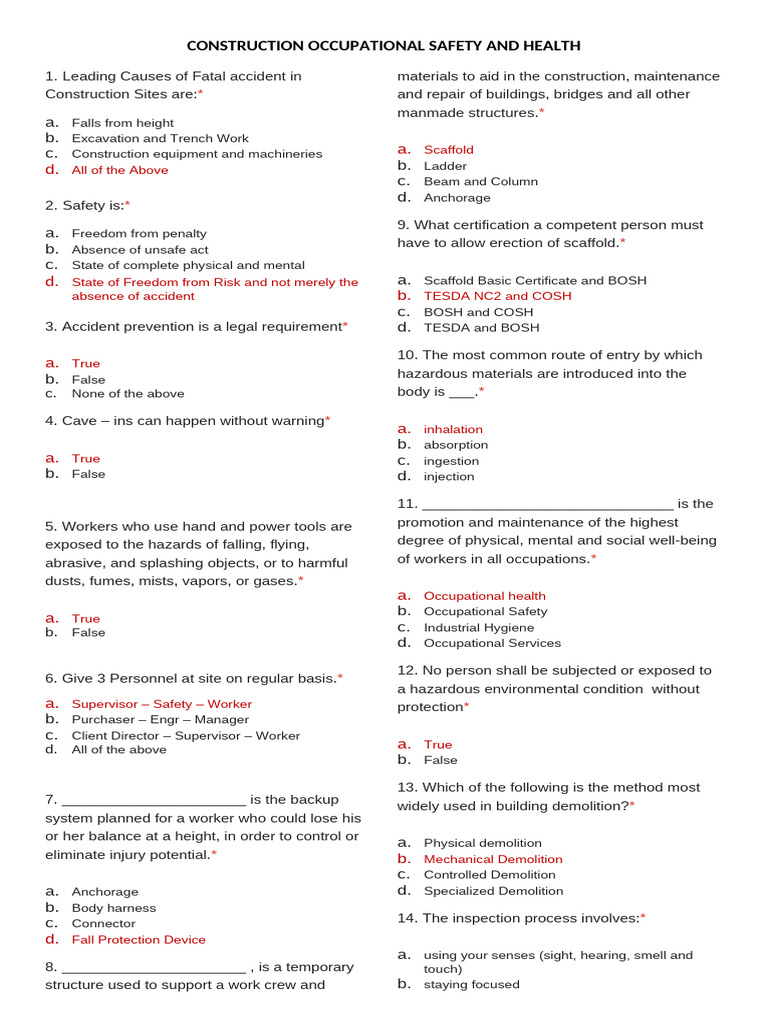 Construction occupational safety and health training | PDF ...